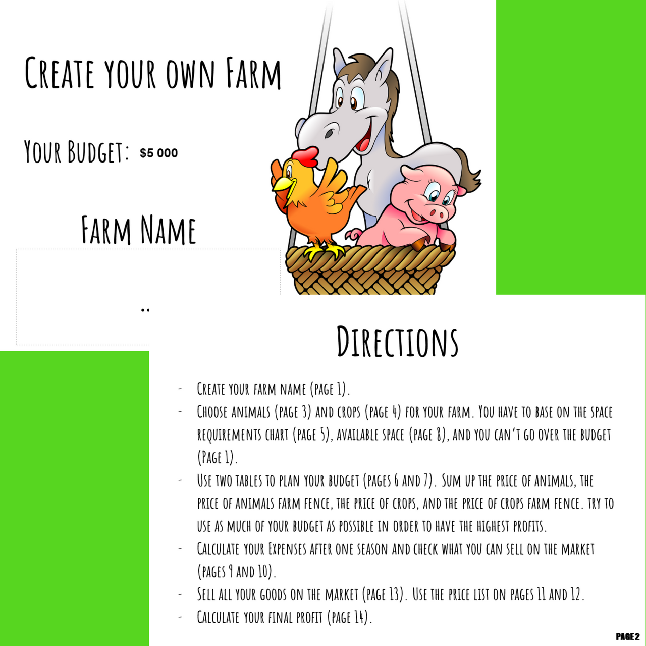 CREATE FARM PBL Math Enrichment Summer Project Based Learning 4th Grade ...