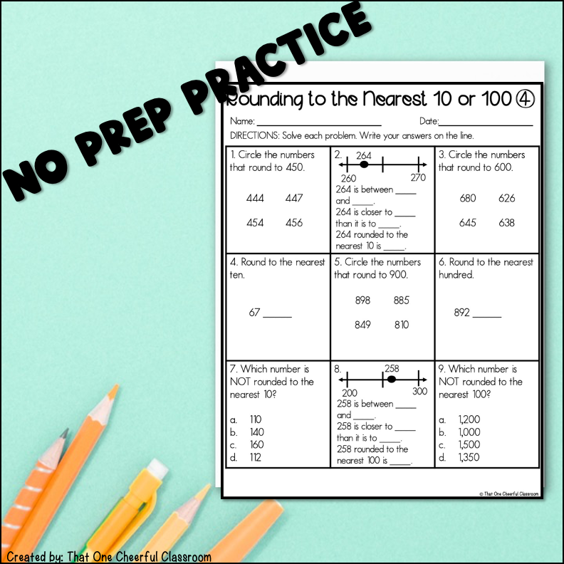 Rounding to the Nearest 10 and 100 Worksheets
