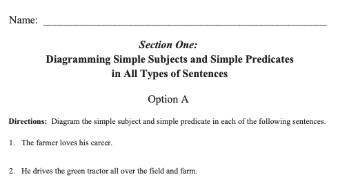 Sentence Diagramming Made Simple: Simple Subjects and Predicates