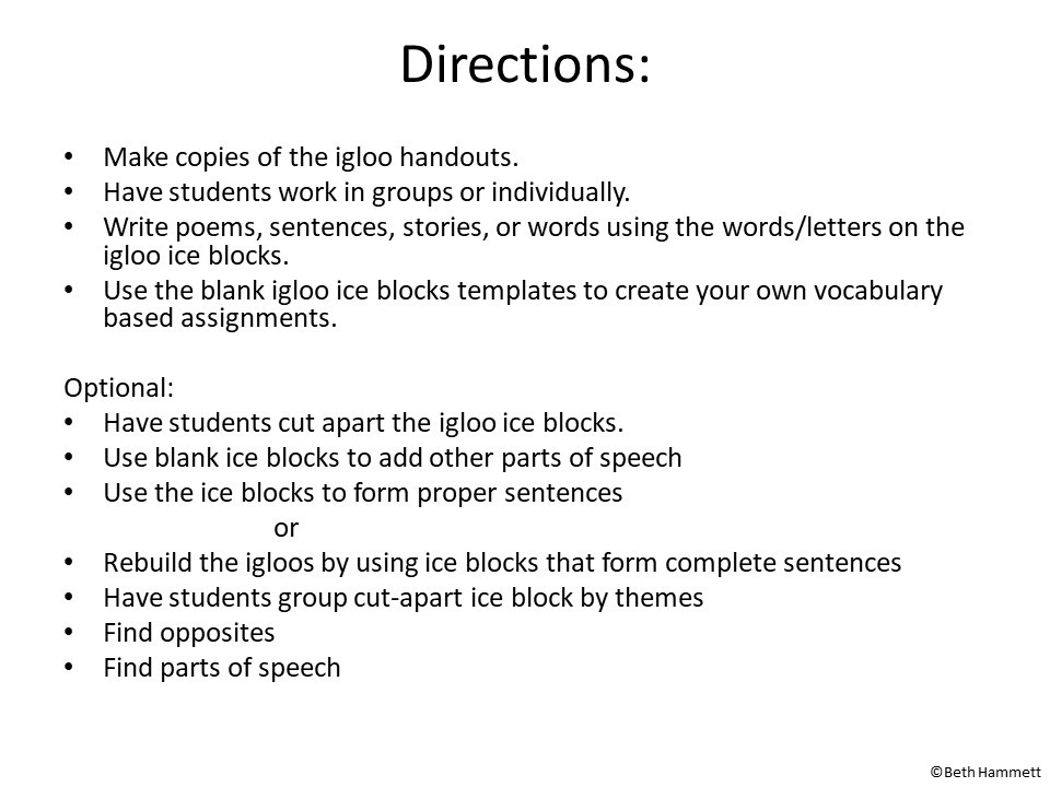Igloo Words, Sentences, or Story Builders - Amped Up Learning