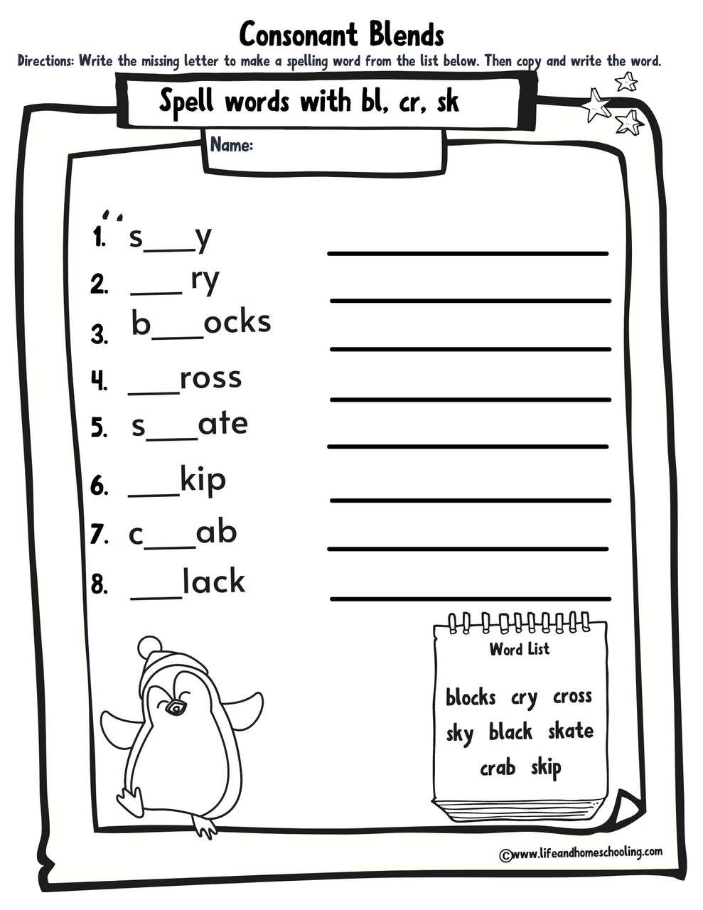 Consonant Blends Worksheet