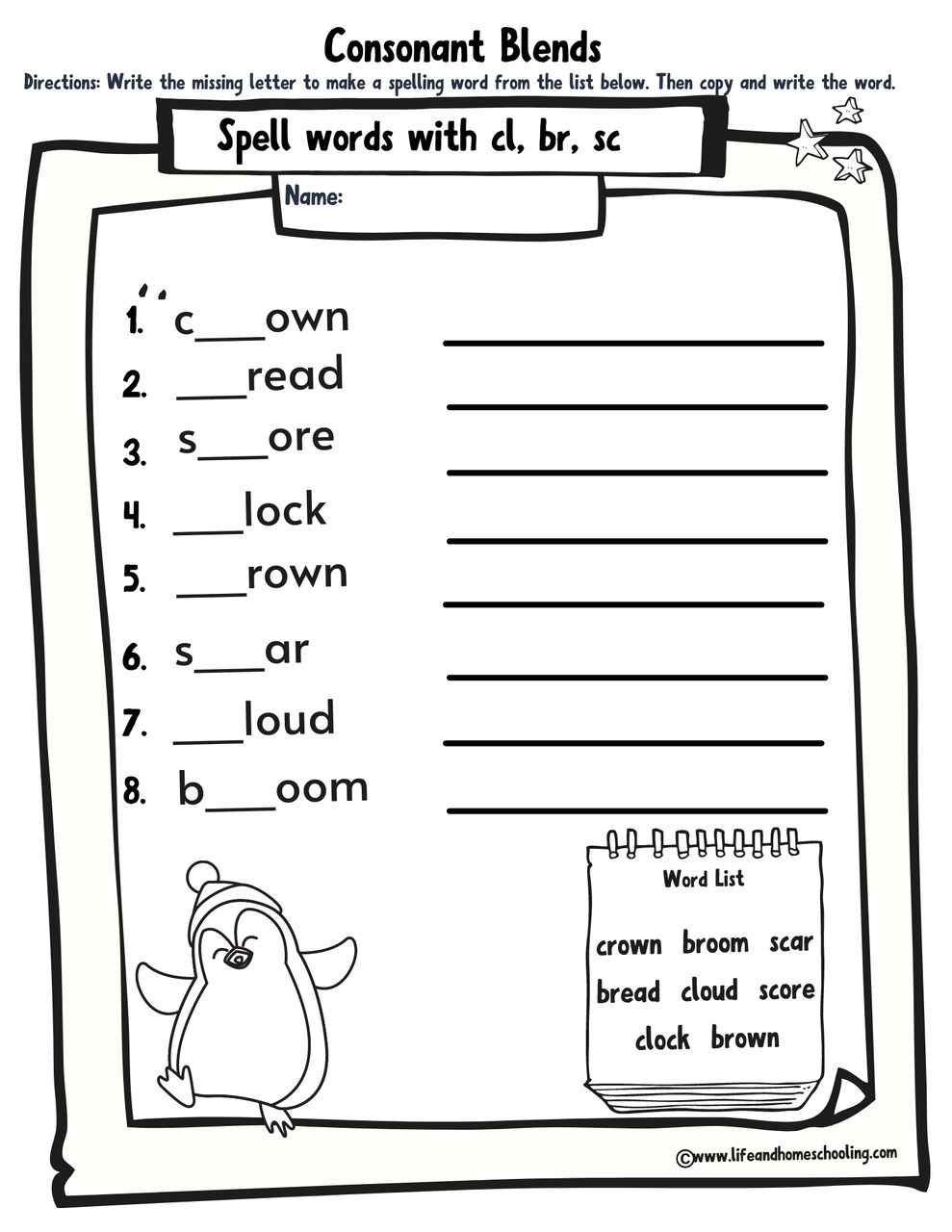 Consonant Blends Worksheet