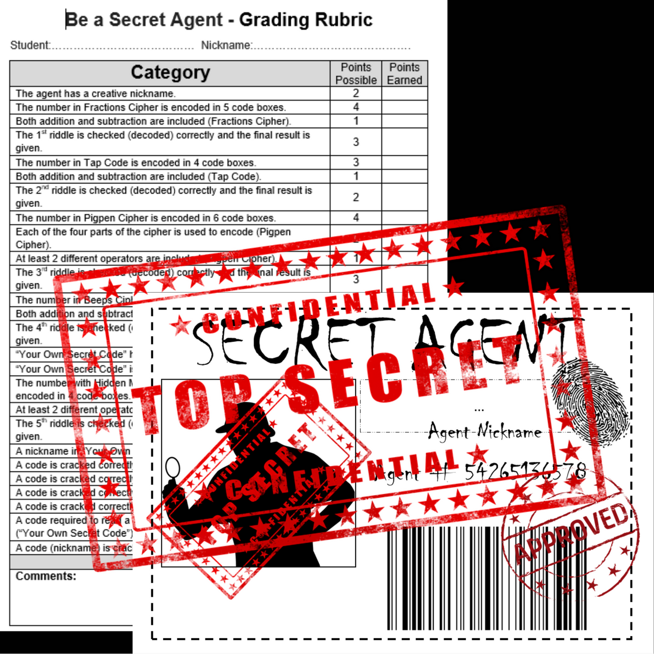 Be a Secret Agent 3rd 4th grade End of the Year Math PBL Project Based ...
