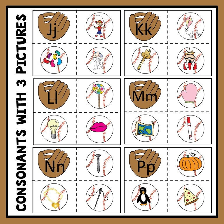 Beginning Sounds, Literacy Center, Baseball Theme