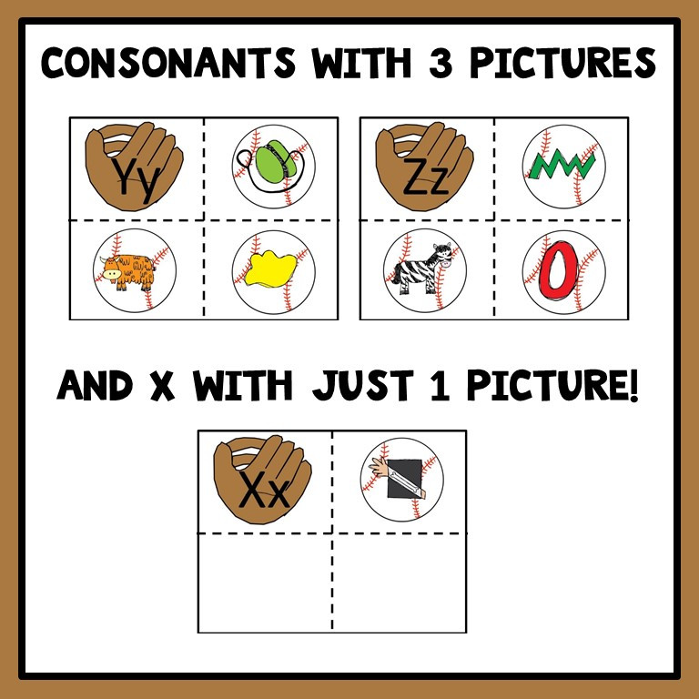 Beginning Sounds, Literacy Center, Baseball Theme