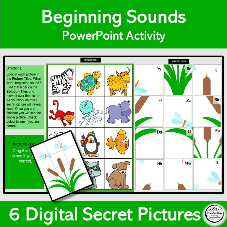 Beginning Sounds Secret Picture Puzzles using PowerPoint