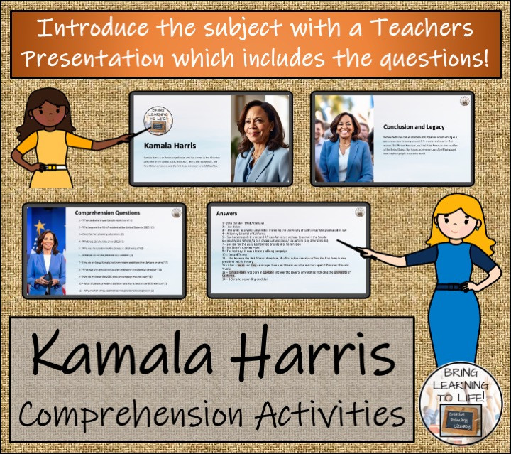 Kamala Harris Close Reading Comprehension Activities | 5th Grade & 6th ...
