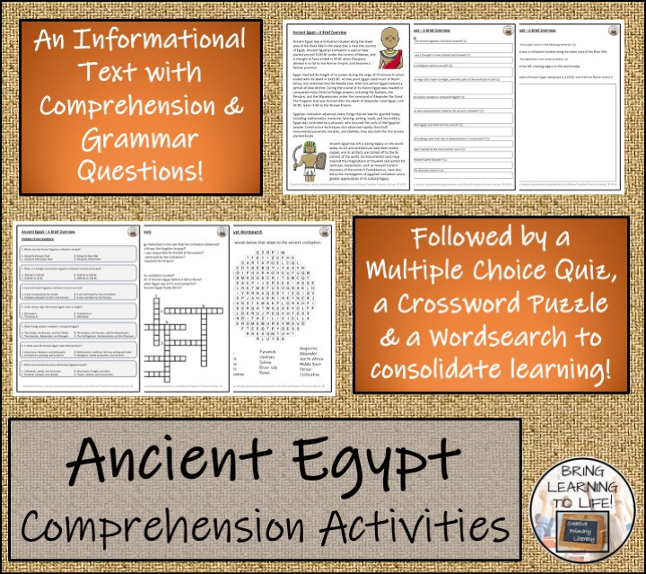 Ancient Egypt Close Reading Comprehension Activities | 5th Grade & 6th ...