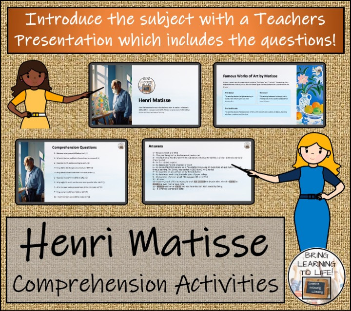FREE Henri Matisse Close Reading Comprehension Activities | 5th Grade ...