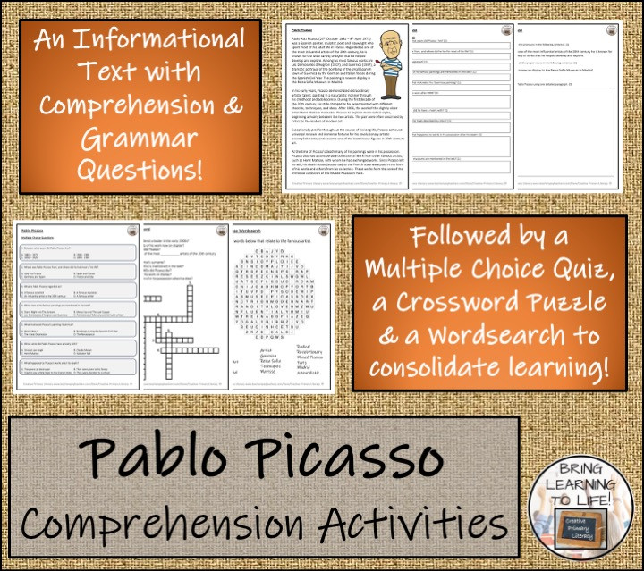 Pablo Picasso Close Reading Comprehension Activities