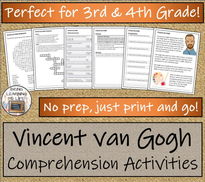 Vincent van Gogh Close Reading Activity | 3rd Grade & 4th Grade