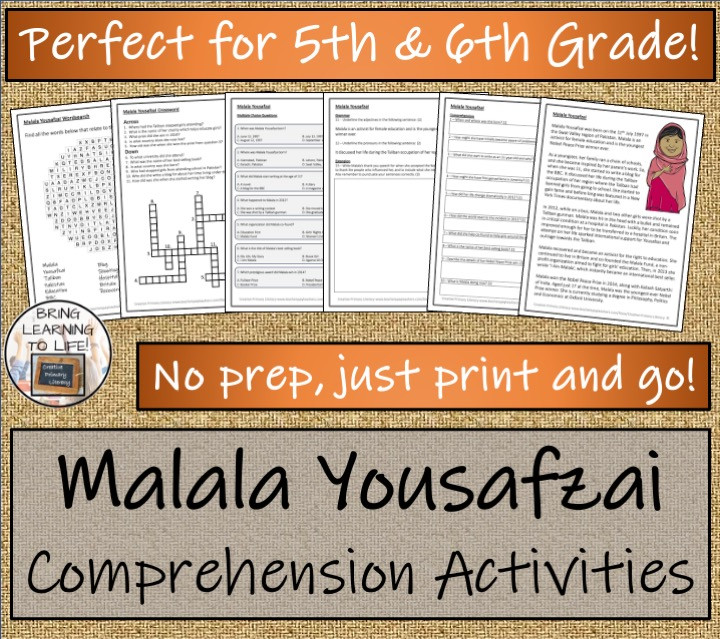 Malala Yousafzai Close Reading Unit | 5th Grade & 6th Grade