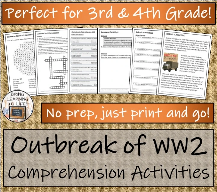 FREE Outbreak of World War 2 Close Reading Activity | 3rd Grade & 4th Grade