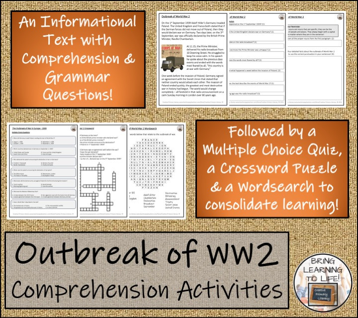 FREE Outbreak of World War 2 Close Reading Activity | 3rd Grade & 4th Grade