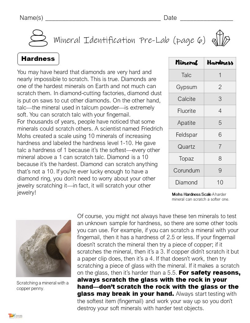 Mineral Identification Lab | Rocks and Minerals Activity for Earth ...