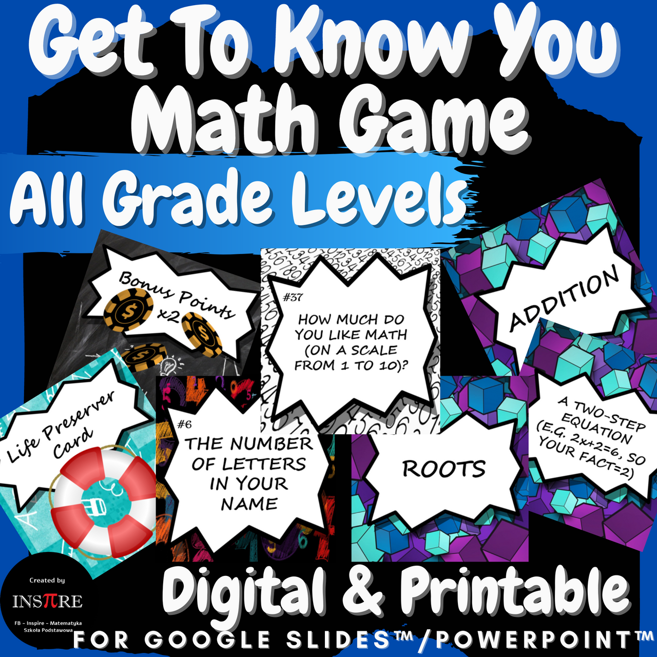 Get To Know You MATH GAME | Figure Me Out Task Cards | Math About Me ...