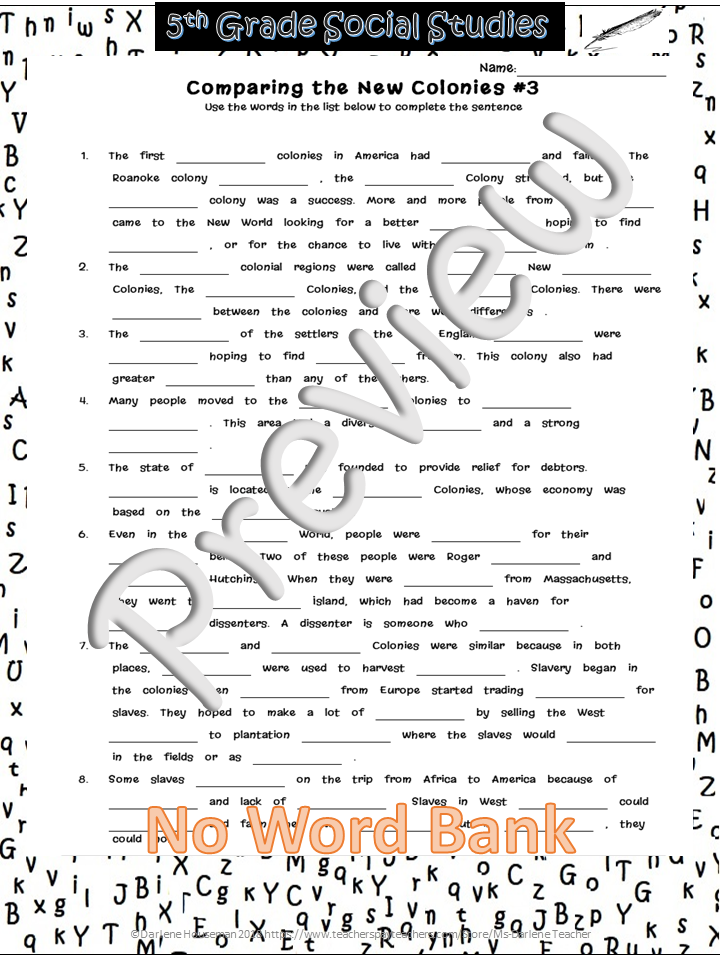 5th Grade Social Studies Worksheets