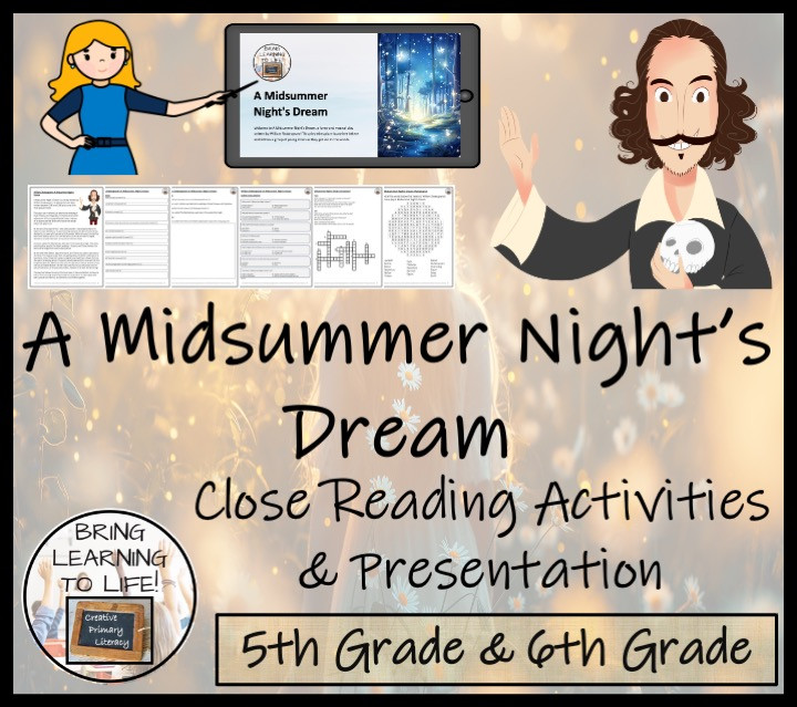 Shakespeare's A Midsummer Night's Dream Close Reading Activity | 5th ...
