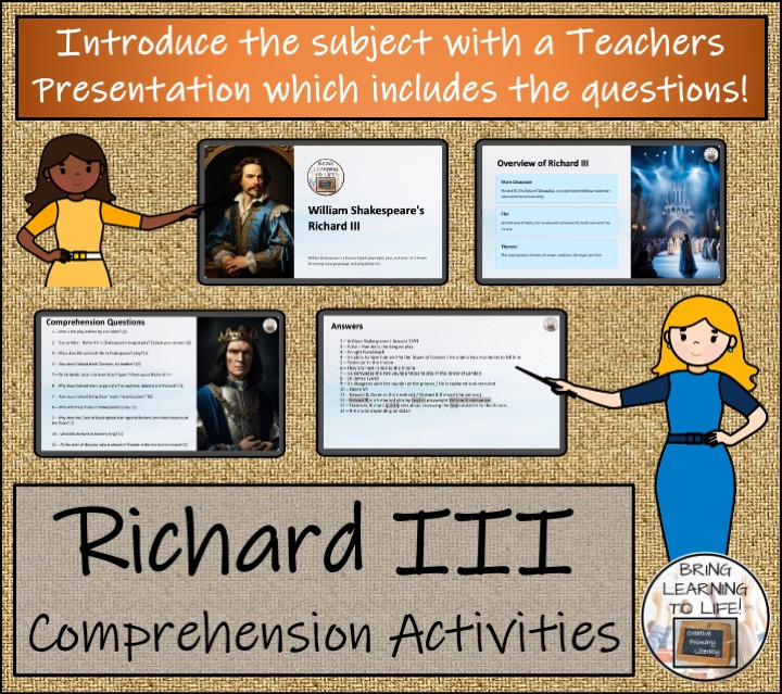William Shakespeare's Richard III Close Reading Comprehension | 3rd ...