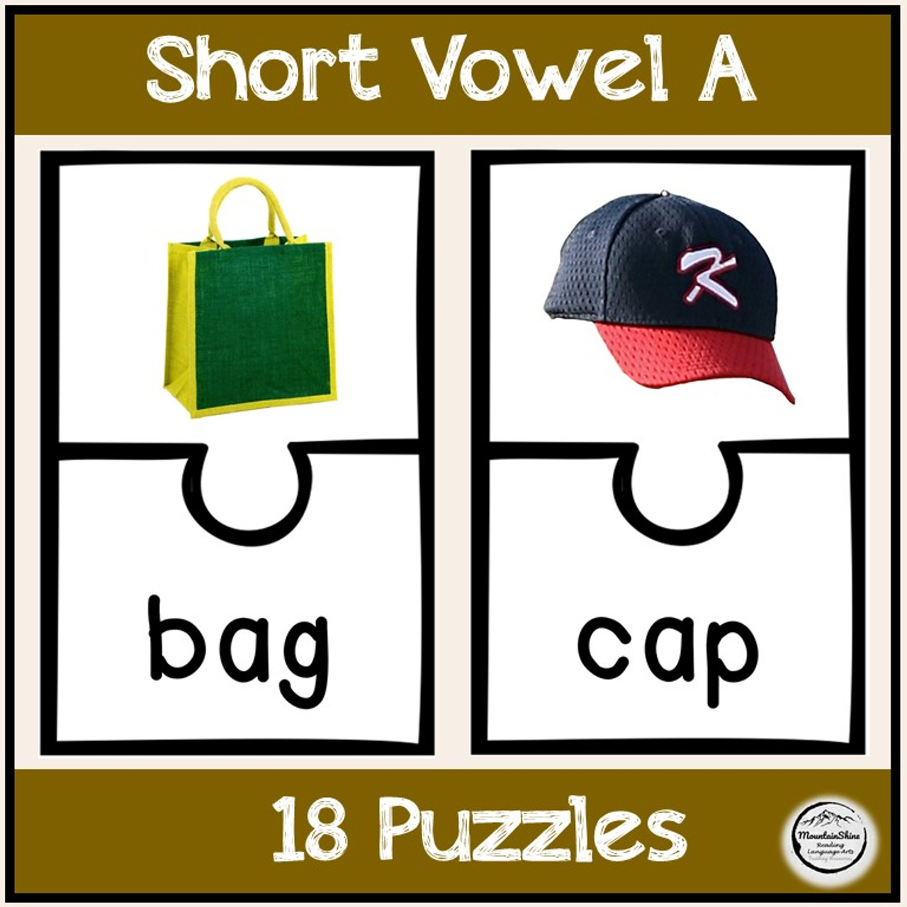 CVC Short Vowel A Bundle Make-A-Word, Puzzles, Worksheets & Flashcards