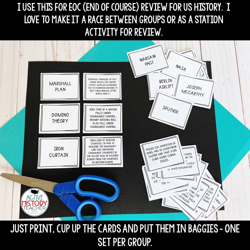 Cold War Activity Vocabulary Matching Hands-On EOC Review