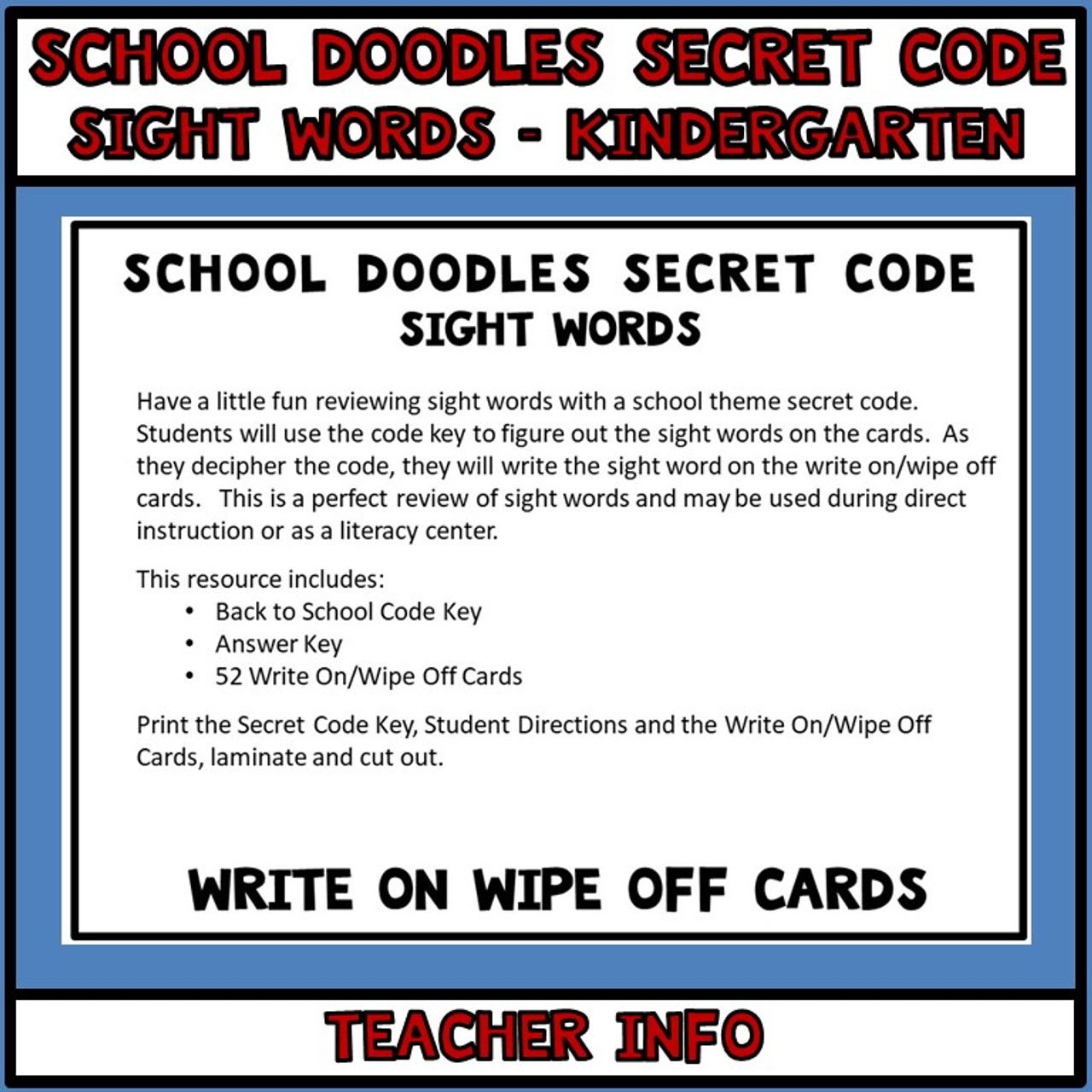 Sight Words, Secret Code Literacy Center
