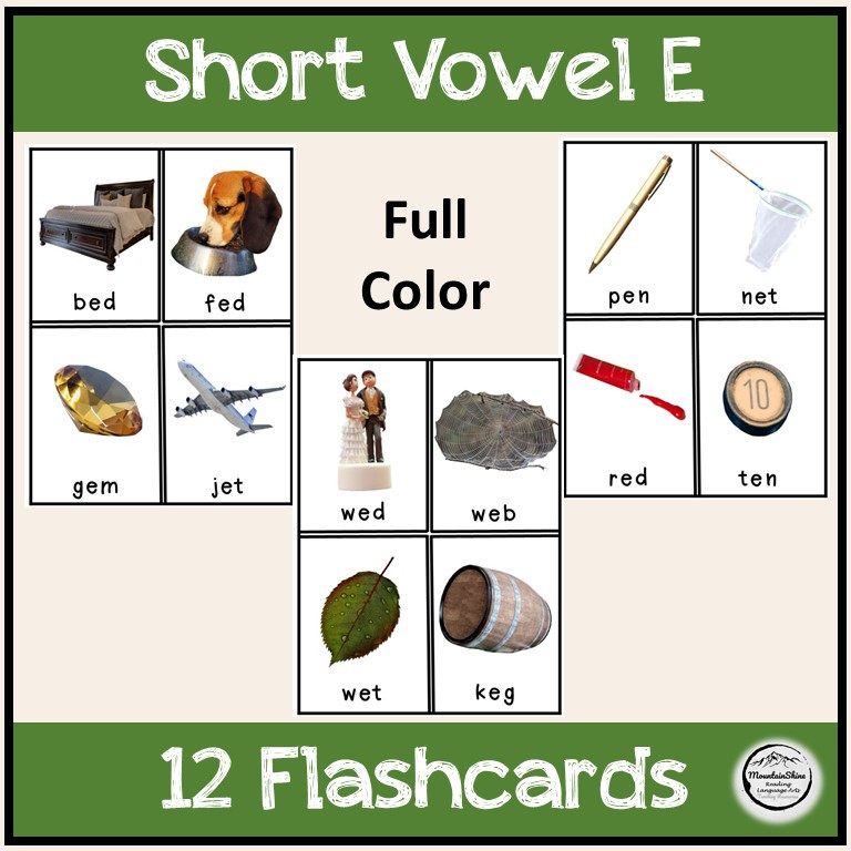 CVC Short Vowel E Bundle Make-A-Word, Puzzles, Worksheets & Flashcards