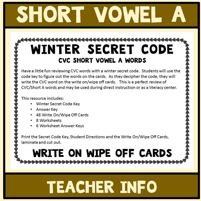 Short Vowel Aa Words, Secret Code Literacy Center