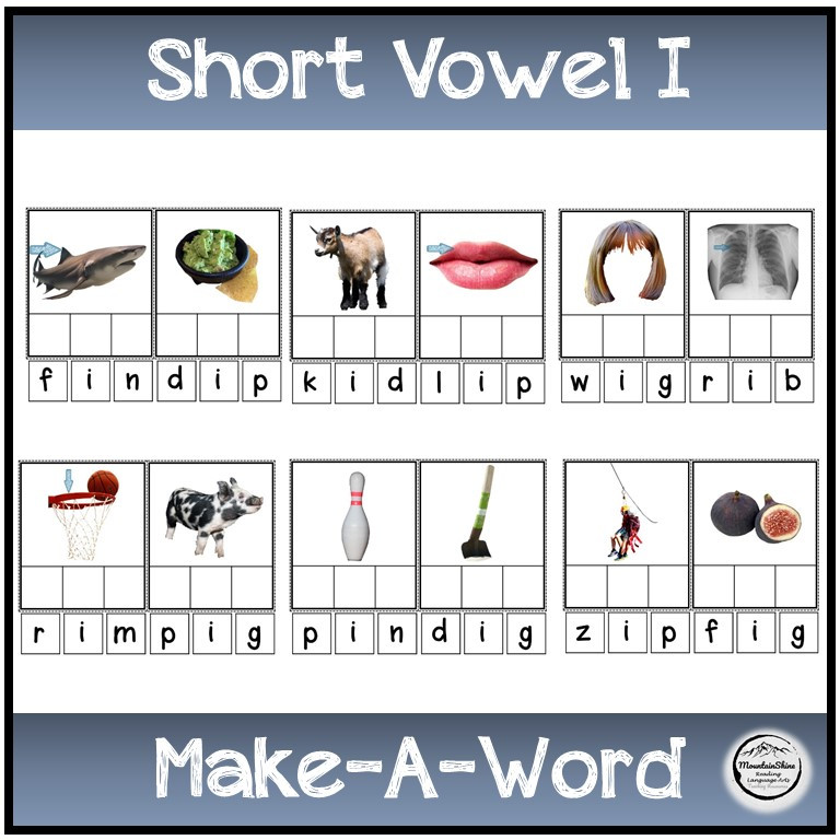 CVC Short Vowel I Bundle Make-A-Word, Puzzles, Worksheets & Flashcards
