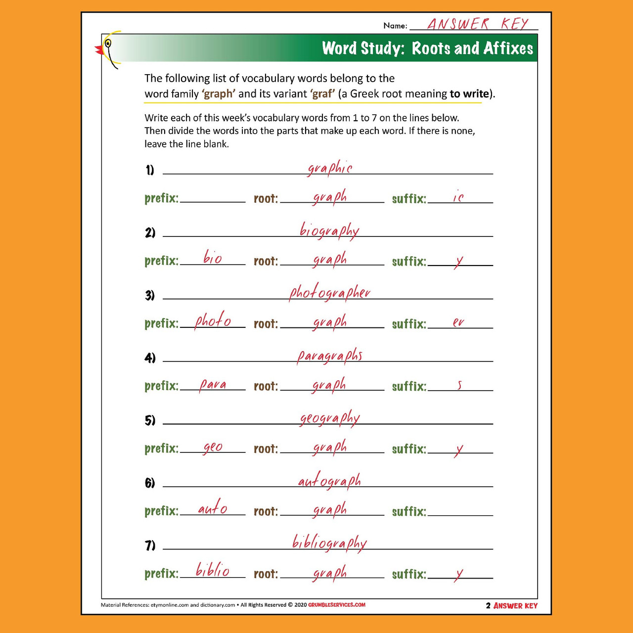 Spelling & Vocabulary Word Study GUIDE I: ROOKIE Elementary Montessori ...