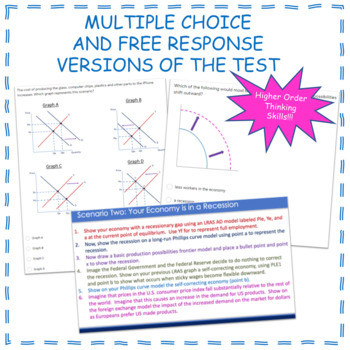 Bundle of Economics Graphing Review Packet, Test, Videos, and Power Point