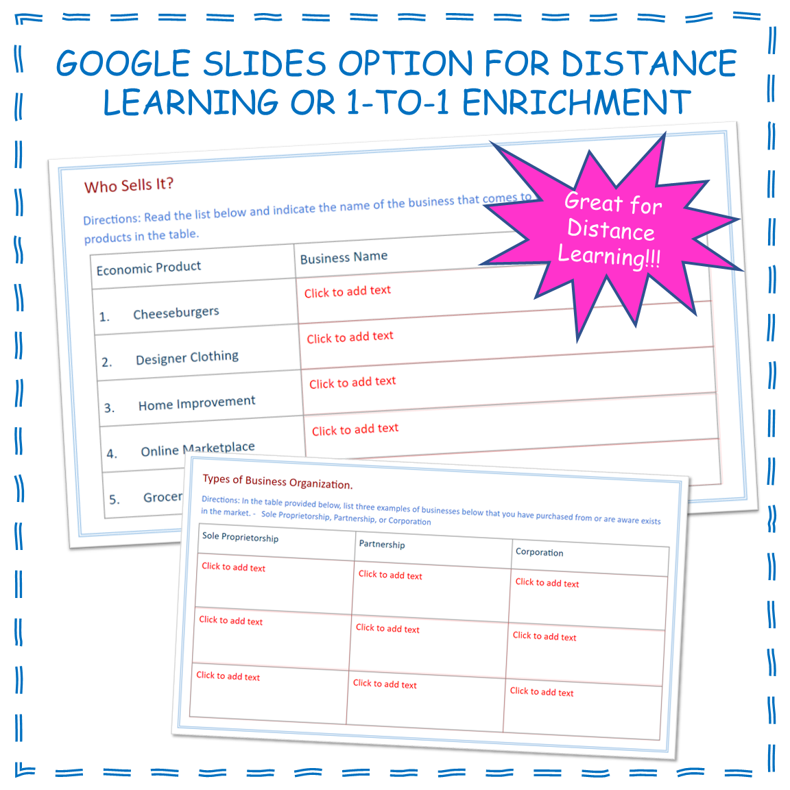Business Organizations Worksheet Economics Microeconomics Distance Learning