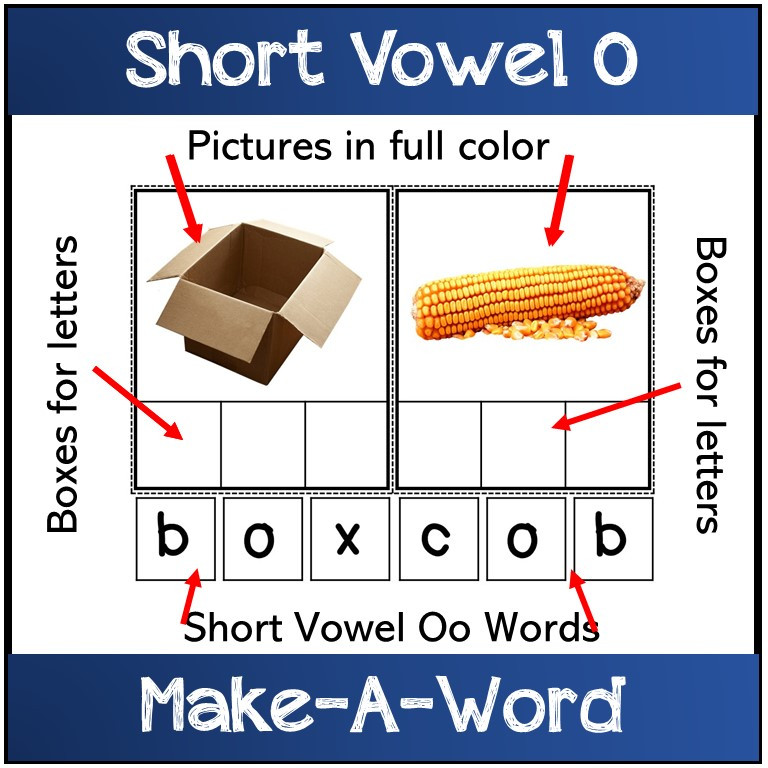 Short Vowel O Bundle Make-A-Word, Puzzles, Worksheets & Flashcards