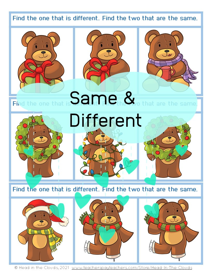 Same & Different - Winter Animals - Matching & Find the Difference