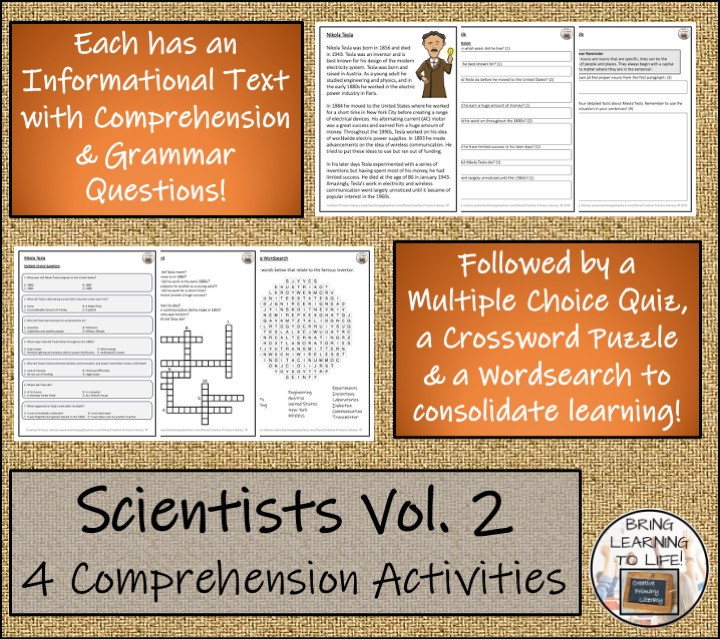 Famous Scientists Volume 2 Close Reading Activity Bundle | 3rd Grade ...