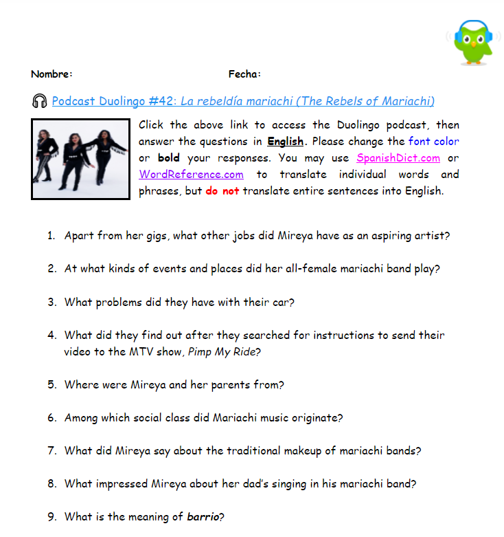 Listening Activity Guide | Duolingo Spanish Podcast #42: La rebeldía ...