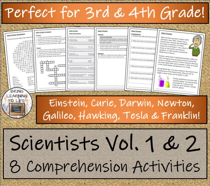 Famous Scientists Volumes 1 & 2 Close Reading Bundles | 3rd Grade & 4th ...