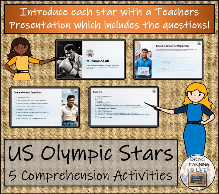 U.S. Olympic Stars Close Reading Activity Bundle | 3rd Grade & 4th Grade