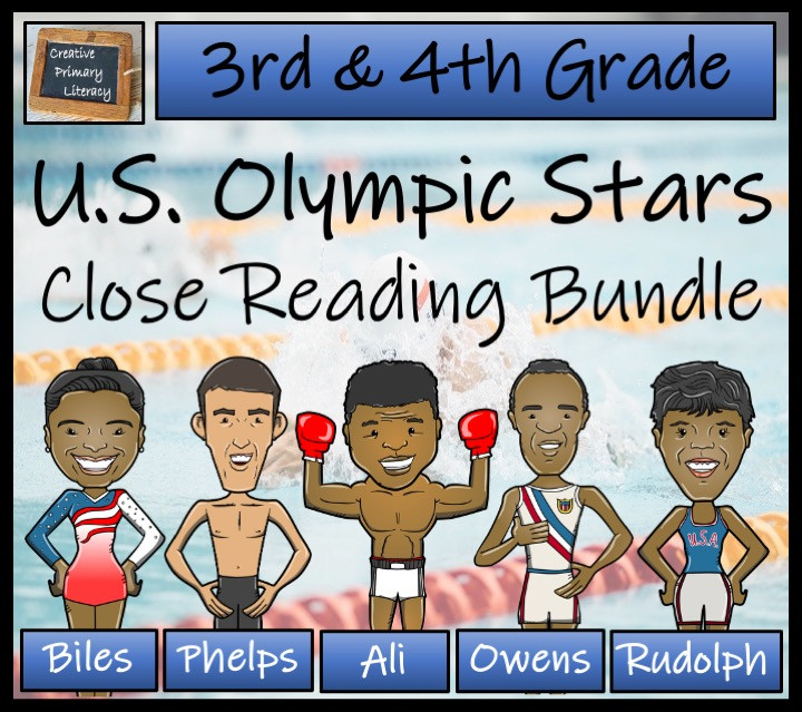 U.S. Olympic Stars Close Reading Activity Bundle | 3rd Grade & 4th Grade