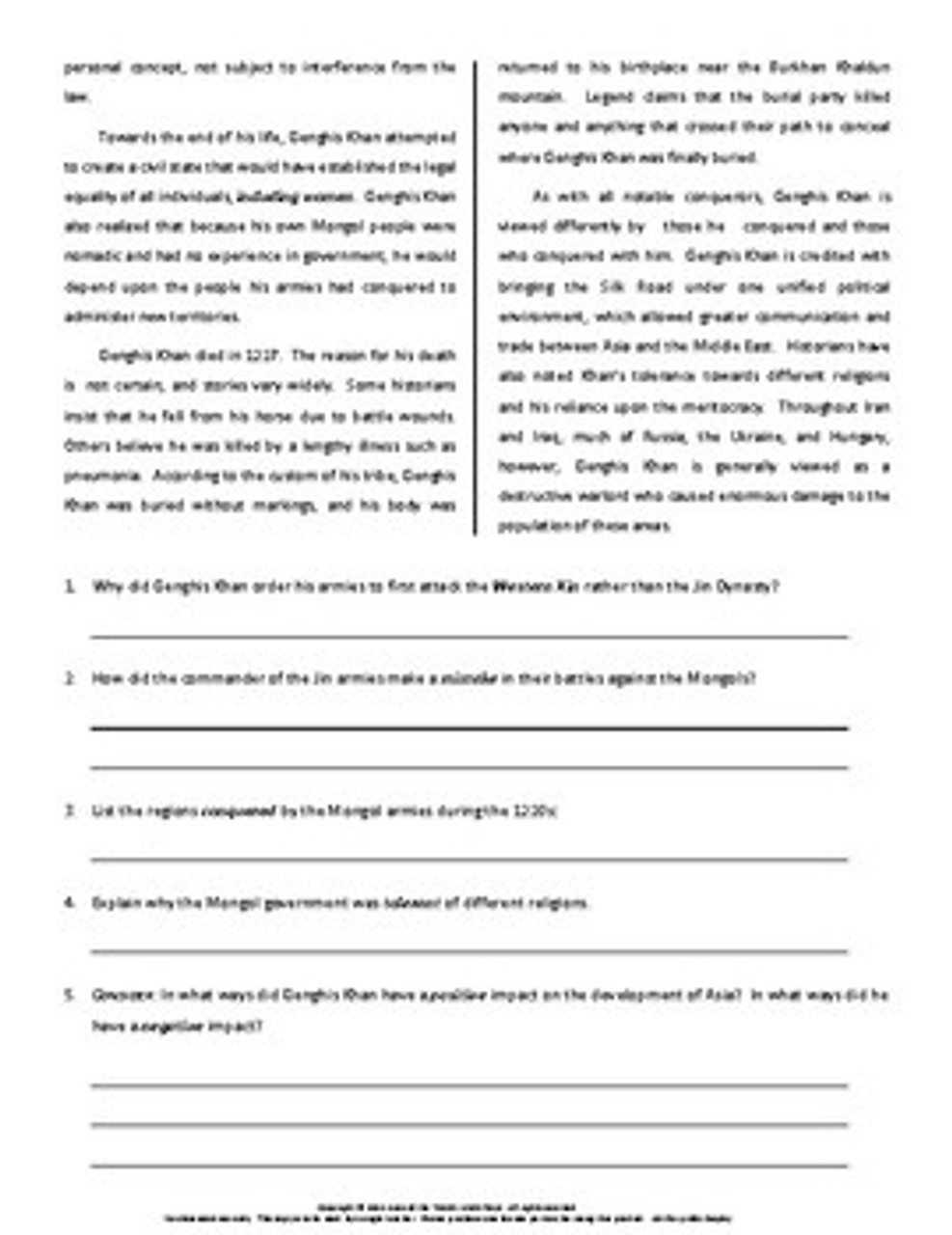 Biography: The Rule of Genghis Khan