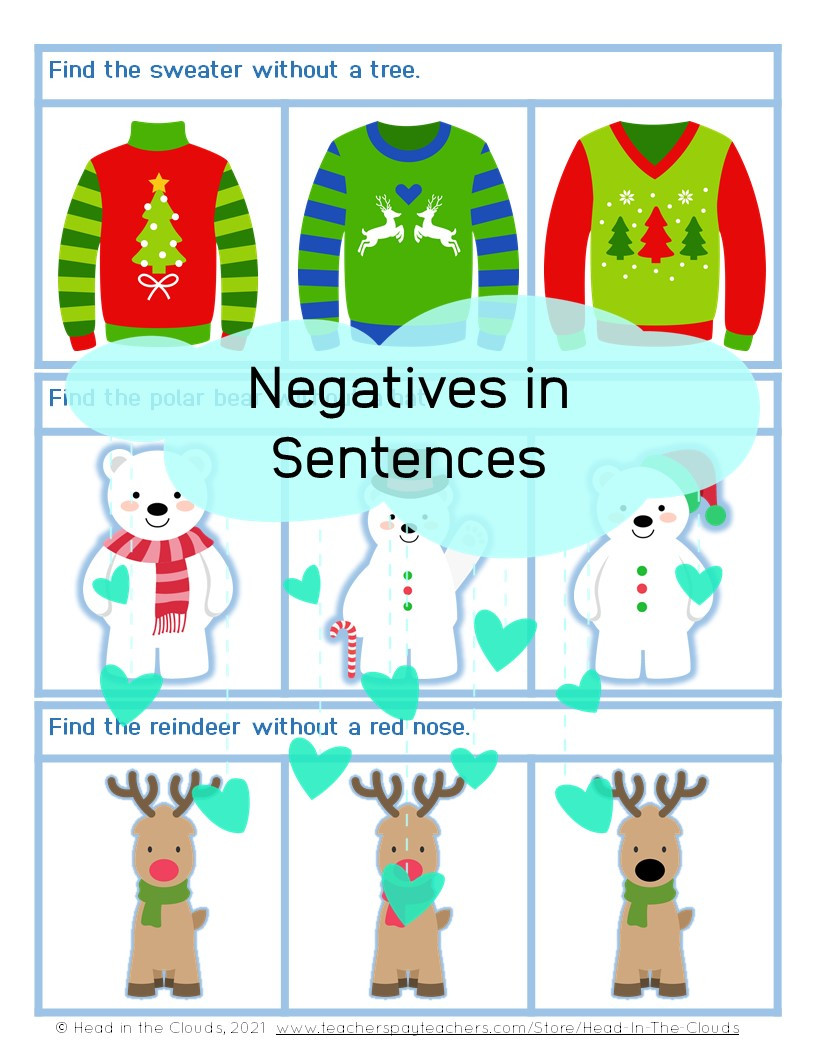 Negatives in Sentences - Winter Set