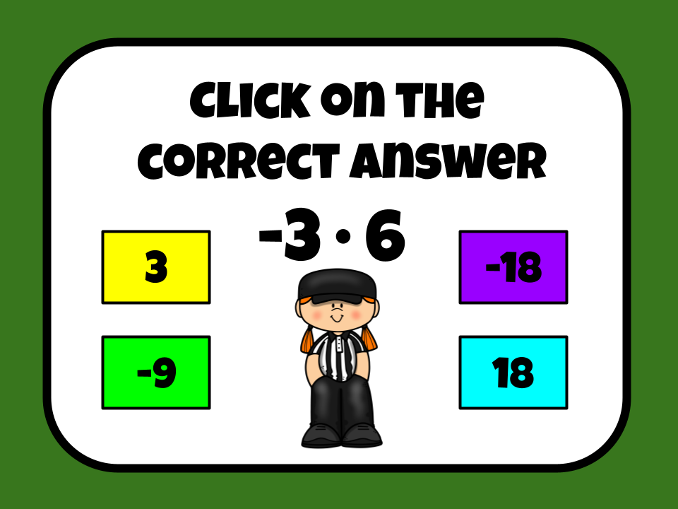 8 Integer Slide Games for the school year - Holiday themes