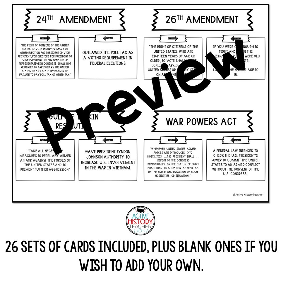 US History EOC Review Important Document Sorting Activity Hands-On ...