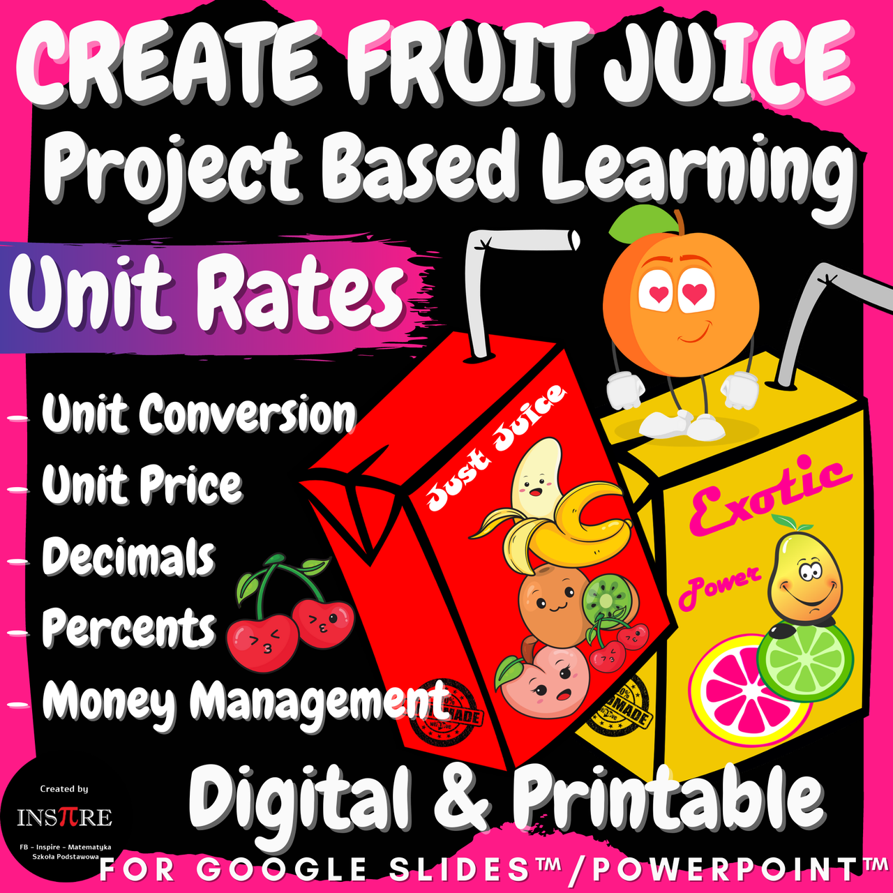 CREATE FRUIT JUICE PBL Math Enrichment Unit Rates Percent Project Based ...