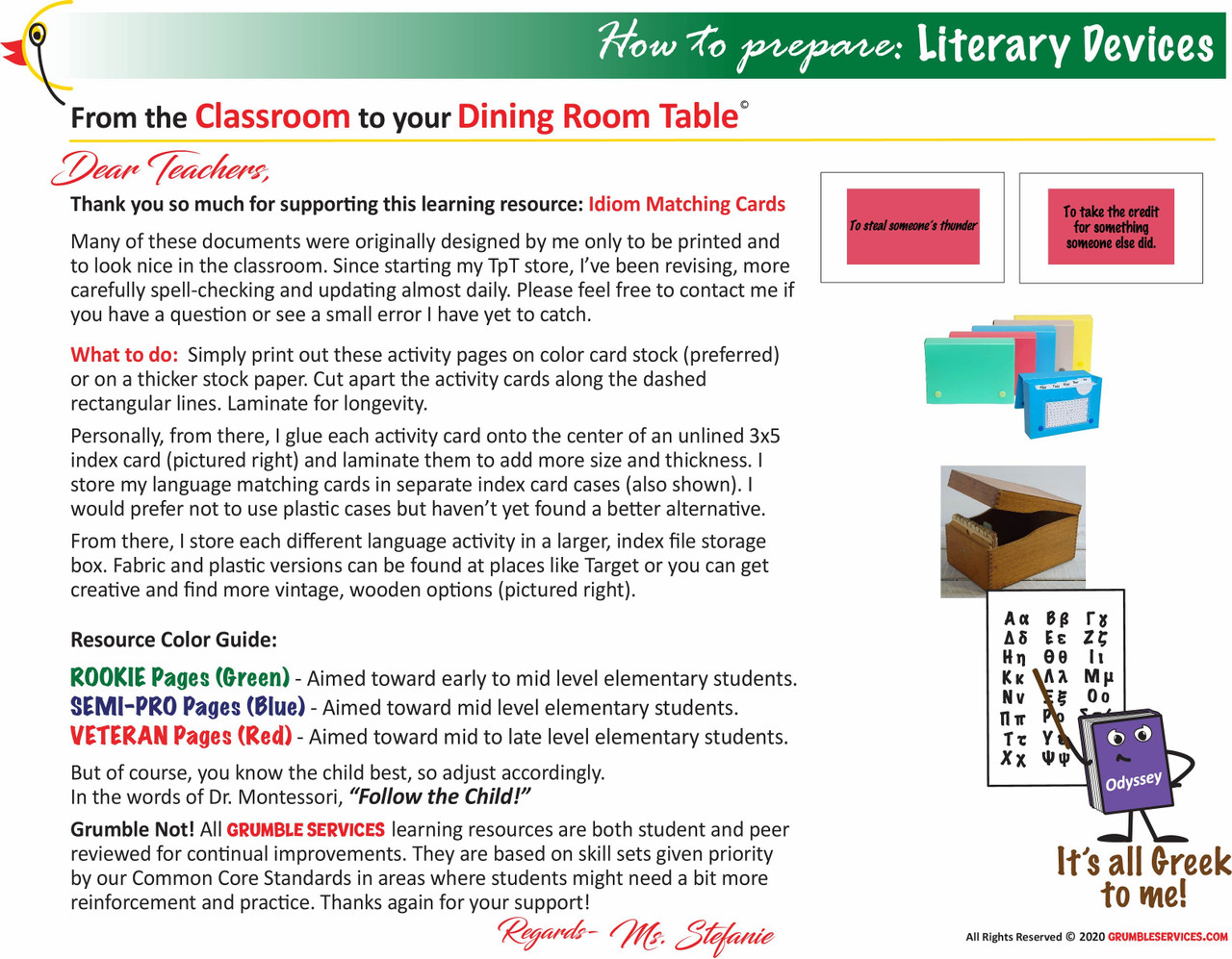 Literary Devices BUNDLE: Elementary Montessori Language help & Creative ...