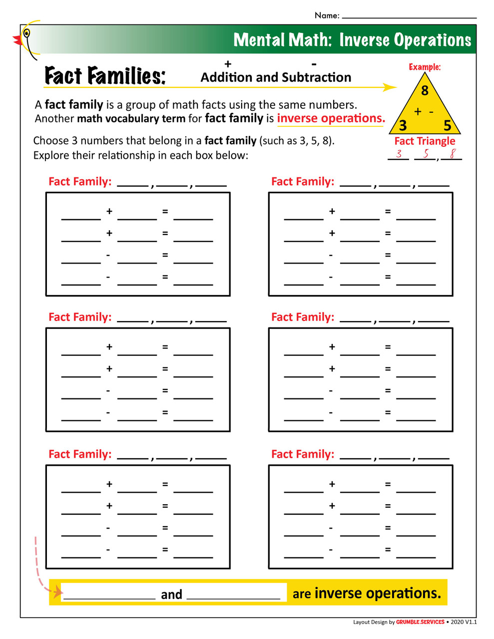 Blank Fact Family Templates Blank Fact Family Template | TPT