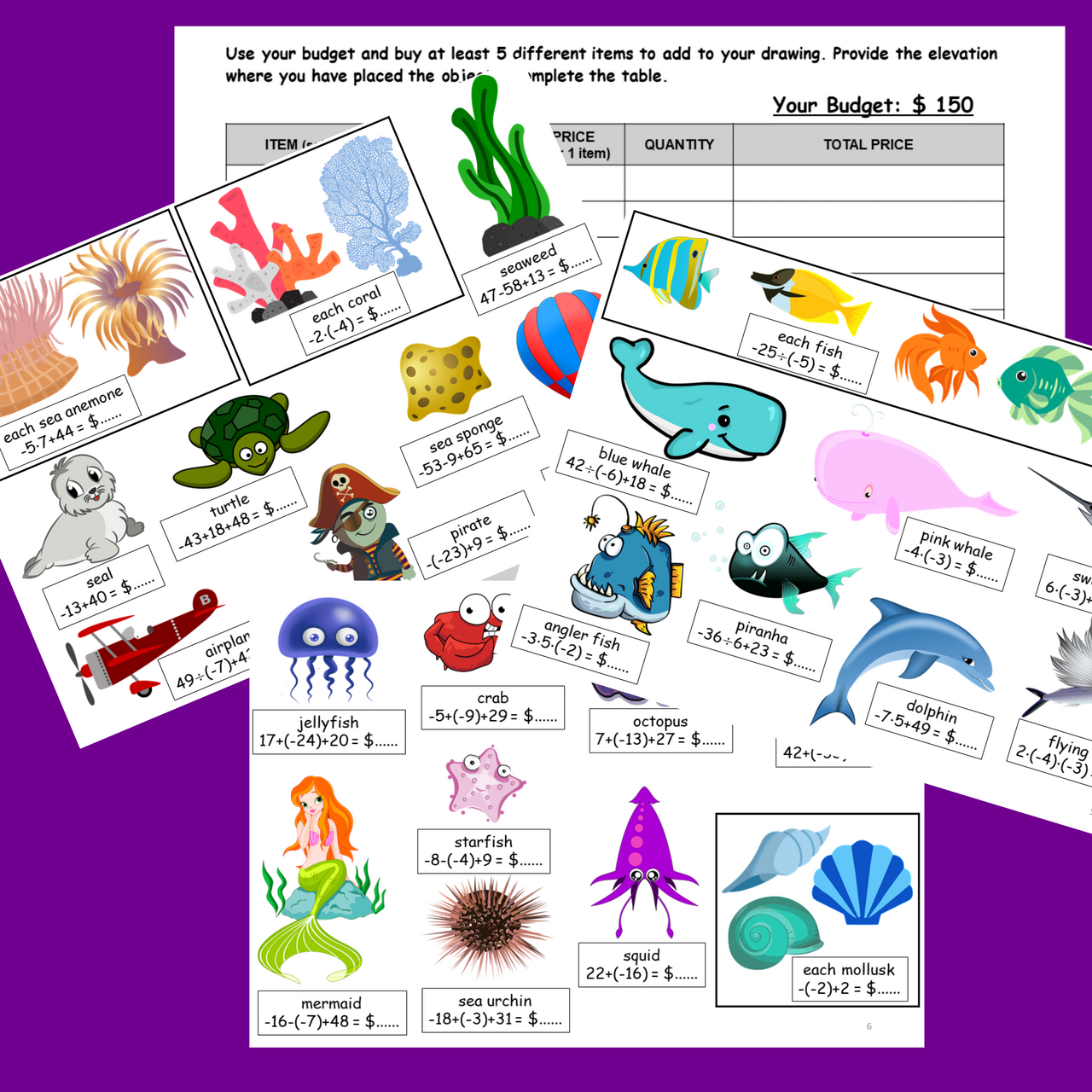 Integers Project Based Learning | Create Underwater World | Math PBL ...