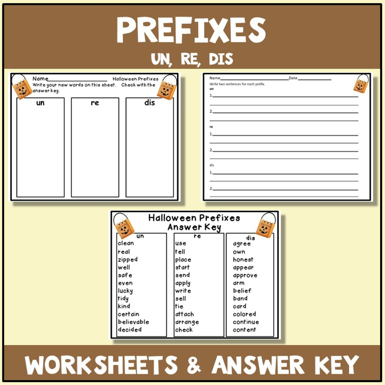 Prefixes Literacy Center Halloween Theme