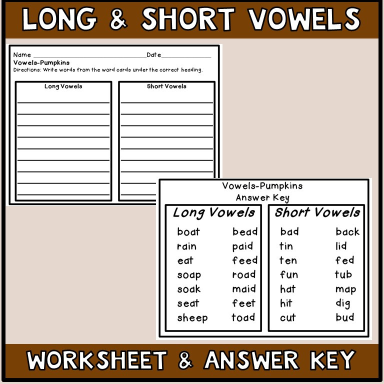 Long and Short Vowels Literacy Centers Autumn