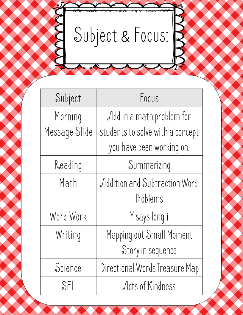 Emergency Substitute Plans and Editable Sub Folder